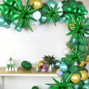 8 Pcs Star Balloons, Huge Green Explosion Star Aluminum Foil Balloons for Birthday, Baby Shower, Green party, Fiesta Party Decorations Supplies