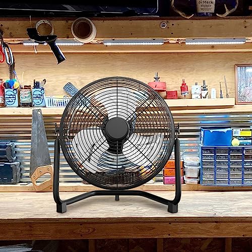 Magshion 16.5" High-Velocity Metal Floor Fan 1596 CFM 3-Speed Industrial Shop Fan for Garages, Basements and Gyms, Black