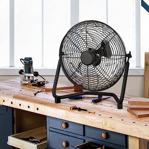 Magshion 16.5" High-Velocity Metal Floor Fan 1596 CFM 3-Speed Industrial Shop Fan for Garages, Basements and Gyms, Black