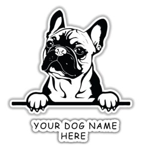 customize pet sticker decal with your dog name | custom drawn pet decals for your car, truck, suv, window, laptop, water bottles, phones and wall 5 inch (french bulldog 2)