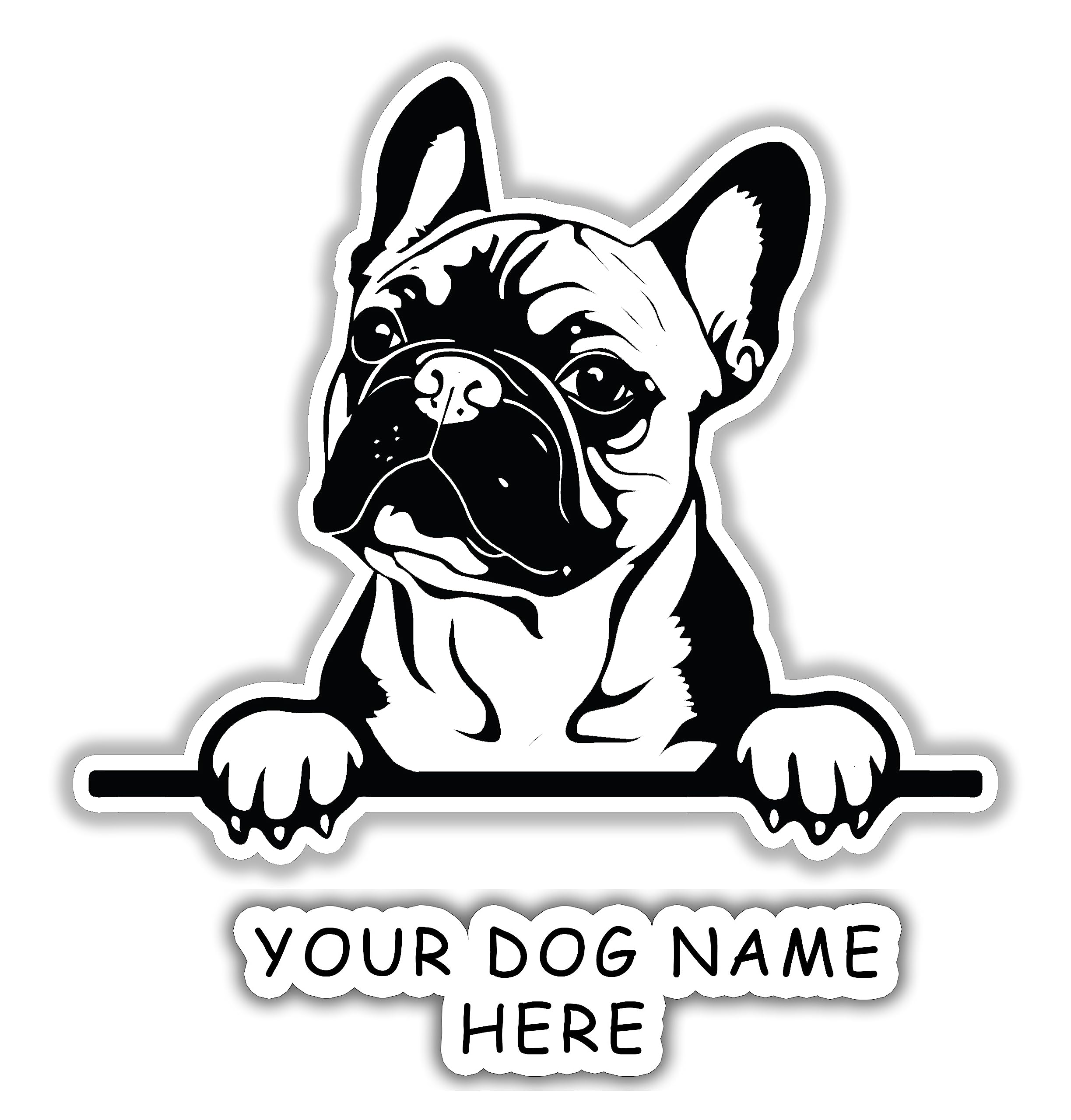 Customize Pet Sticker Decal With Your Dog Name | Custom Drawn Pet Decals For Your Car, Truck, SUV, Window, Laptop, Water Bottles, Phones And Wall 5 Inch (french bulldog 2)