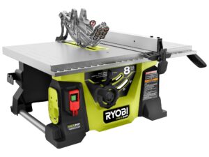 ryobi one+ hp 18v brushless cordless 8-1/4 in. compact portable jobsite table saw kit with (2) 4.0 ah batteries and charger