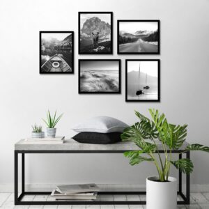 Americanflat 11x14 Picture Frame with Polished Plexiglass - Set of 5 - Galleria Collection - Gallery Wall Frame Set for Wall Display - Black