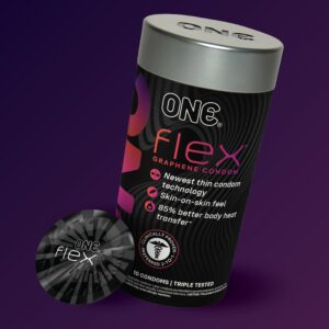 ONE® Flex™ Condoms︱Condoms Made with Graphene, The World's Thinnest & Strongest Material︱Ultra Thin, Flexible, Strong︱Nontoxic, Vegan, Non-GMO︱Pleasure-Enhancing Next Generation Condoms | 10 Count