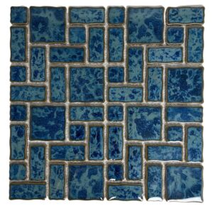 Tenedos TGLFD-RDM-PL Seawater Bluish Green Random Sized Porcelain Glazed Pool Mosaic Floor and Wall Tile for Backsplash, Kitchen, Bathroom, Swimming Pool (1 Sheet)