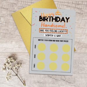 Qiliji Funny Birthday Card for Him, Naughty Scratch Off Birthday Card for Husband Boyfriend Fiance, Rude Birthday Card, Scratch & Match 3 In A Row And Win That Prize