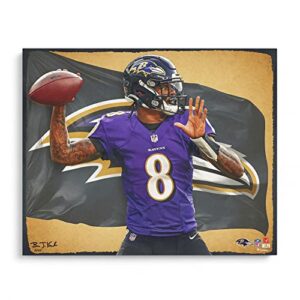 lamar jackson baltimore ravens 16" x 20" photo print - designed and signed by artist brian konnick - limited edition 25 - autographed nfl photos