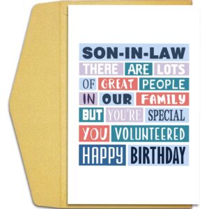 qiliji funny son-in-law birthday card, happy birthday card for son in law, bday gift for son in law, you are special you volunteered to be in our family