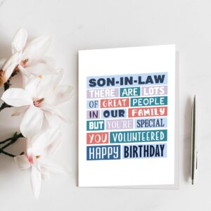 Qiliji Funny Son-In-Law Birthday Card, Happy Birthday Card for Son In Law, Bday Gift for Son In Law, You Are Special You Volunteered To Be In Our Family