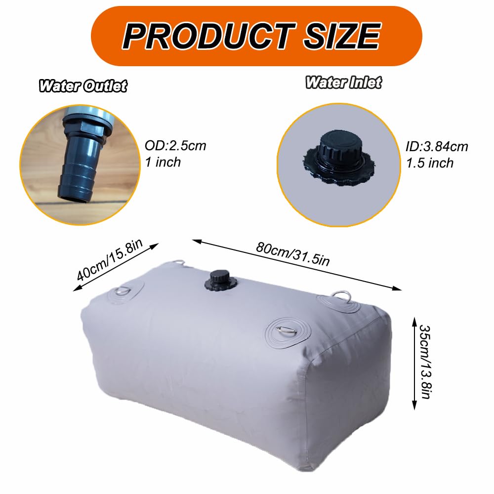 Bathtub Water Storage Bladder, Emergency Large Storage Containers, Portable Water Tanks for Camping, Garden, Outdoor, RV and Emergency Water Storage（29gal,Grey