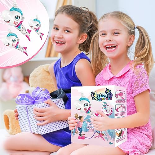 YOTOY Unicorn Rocket Launcher for Kids - Fun Outdoor Toys Launch of up to 100 Ft, 3 Unicorn Rockets, Gifts for 3 4 5 6 7 Years Old Girls and Boys