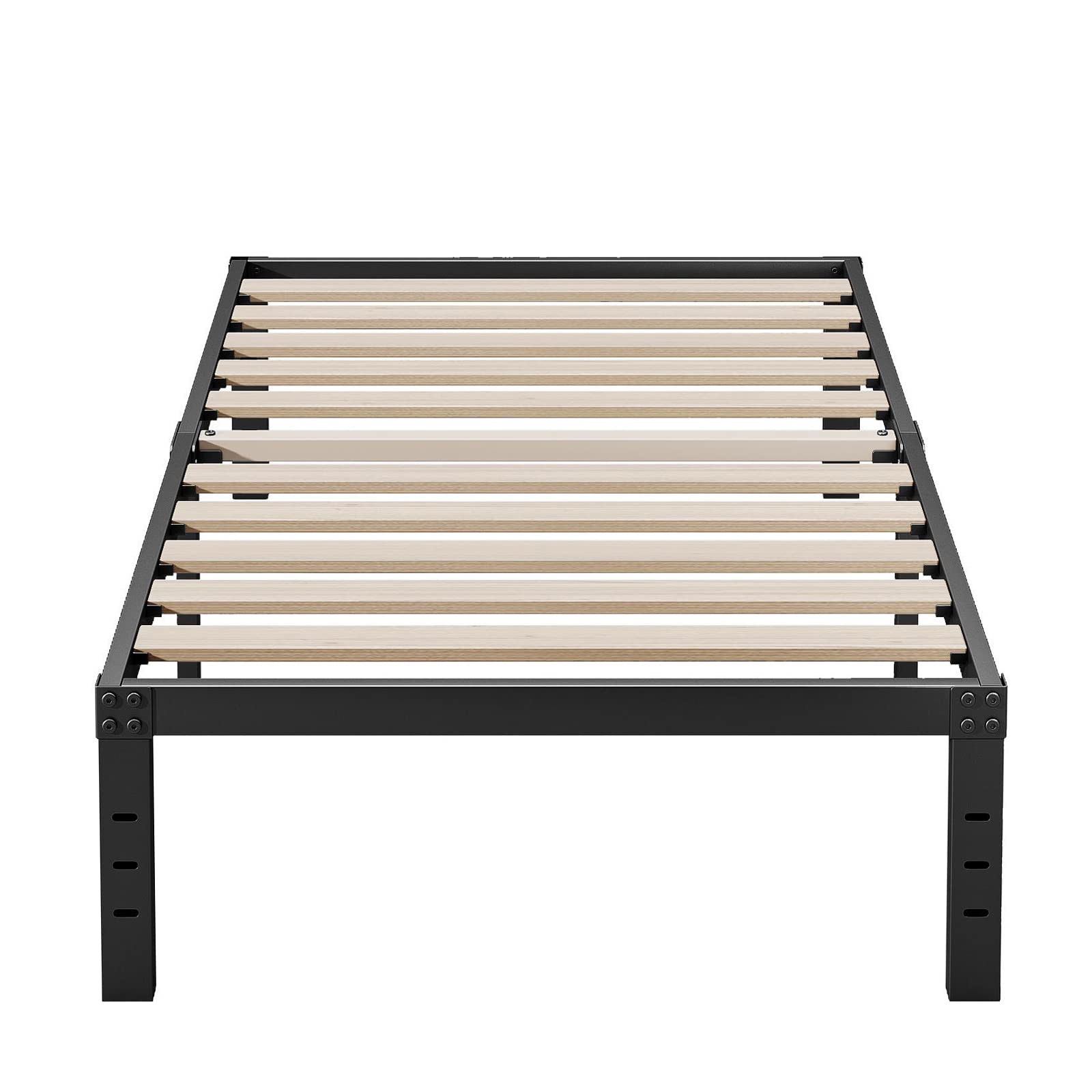 Cleaniago Twin Size Metal Platform Bed Frame No Box Spring Needed, Wooden Slats Support, 18 Inch High, Heavy Duty 3500 Pounds Support for Foam Mattress,Noise Free, Easy Assembly, Black