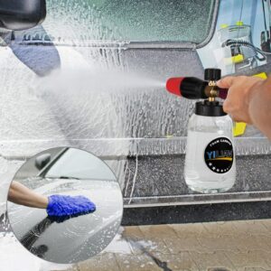 Yiliaw Snow Foam Cannon for Pressure Washer Big Mouth Power Washer Soap Foam Cannons with 1/4 Inch Quick Connector Adjustable Nozzle Car Wash Foam Blaster,4000PSI,1L