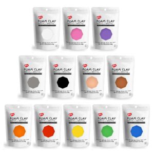 bohs 12-colors foam modeling clay - squishy, air dry, soft - for cosplay,school projects,baby hand print,slime - gifts for adult and kids - 12 pcs,2.65 lbs,ages 3 & up