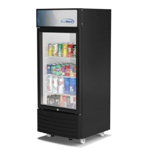 KoolMore KM-MDR-1D-6C 6 Cu. Ft. Commercial One Glass Door Display Upright Beverage Refrigerator Cooler Merchandiser-22.8 in. x 21.4 in. x 52.7 in. [Black]