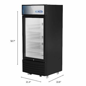 KoolMore KM-MDR-1D-6C 6 Cu. Ft. Commercial One Glass Door Display Upright Beverage Refrigerator Cooler Merchandiser-22.8 in. x 21.4 in. x 52.7 in. [Black]