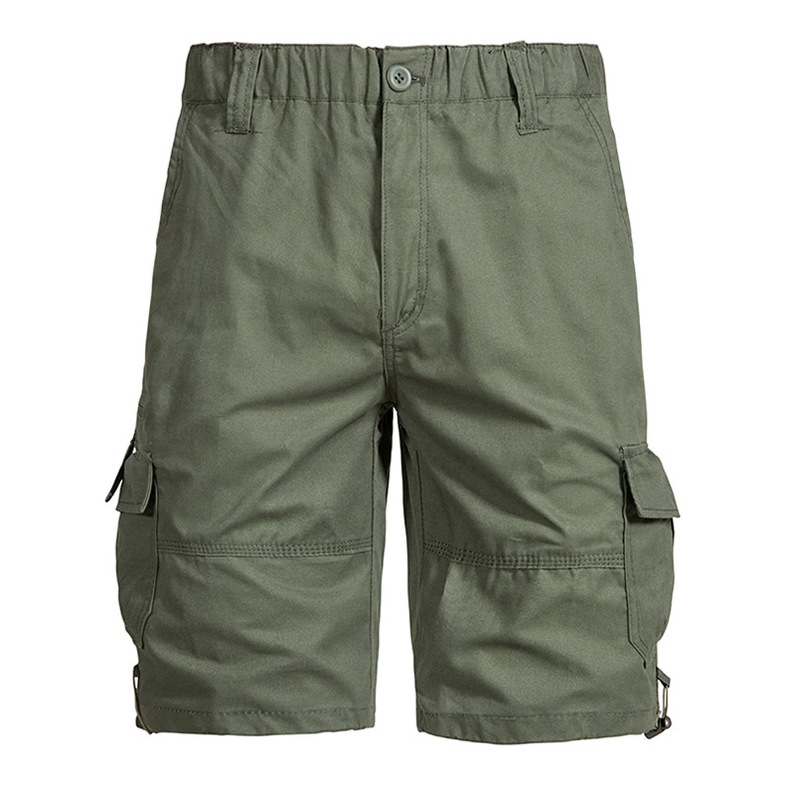 Stretch Shorts for Men Shorts for Men Casual Summer Elastic Waist Cargo Shorts with Pockets Classic Fit Camouflage 5 Inch Inseam Shorts Mens Linen Shorts 7 Inch Inseam Stretch Army Green L