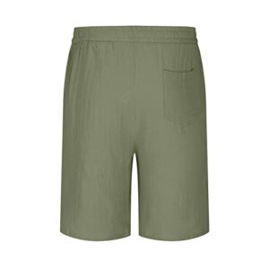 Long Basketball Shorts for Men Big and Tall Men's Linen Shorts 2023 Causal Elastic Waist Drawstring Summer Beach Shorts Classic-Fit Flex Pants Trendy Shorts for Men 2023 Army Green 4X