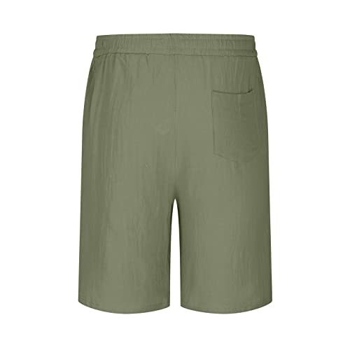 Long Basketball Shorts for Men Big and Tall Men's Linen Shorts 2023 Causal Elastic Waist Drawstring Summer Beach Shorts Classic-Fit Flex Pants Trendy Shorts for Men 2023 Army Green 4X