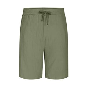 Long Basketball Shorts for Men Big and Tall Men's Linen Shorts 2023 Causal Elastic Waist Drawstring Summer Beach Shorts Classic-Fit Flex Pants Trendy Shorts for Men 2023 Army Green 4X