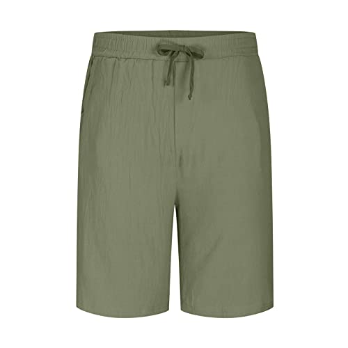 Long Basketball Shorts for Men Big and Tall Men's Linen Shorts 2023 Causal Elastic Waist Drawstring Summer Beach Shorts Classic-Fit Flex Pants Trendy Shorts for Men 2023 Army Green 4X