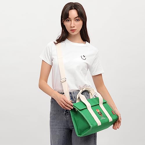 Top Handle Handbag Women Tote Bag Shoulder Canvas Fashion Crossbody Bag Casual Purse Flap Satchel Bag, Green