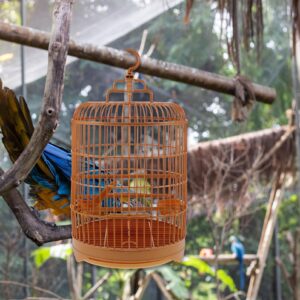 POPETPOP Bird Cage 1 Set Birdcage Traveling Accessories Round Bird Cage Aviary Cage Outdoor Cages for Birds Budgie Cage Bird Travel Cage Plastic Bird Keeping Cage Lovebird Cage Lining