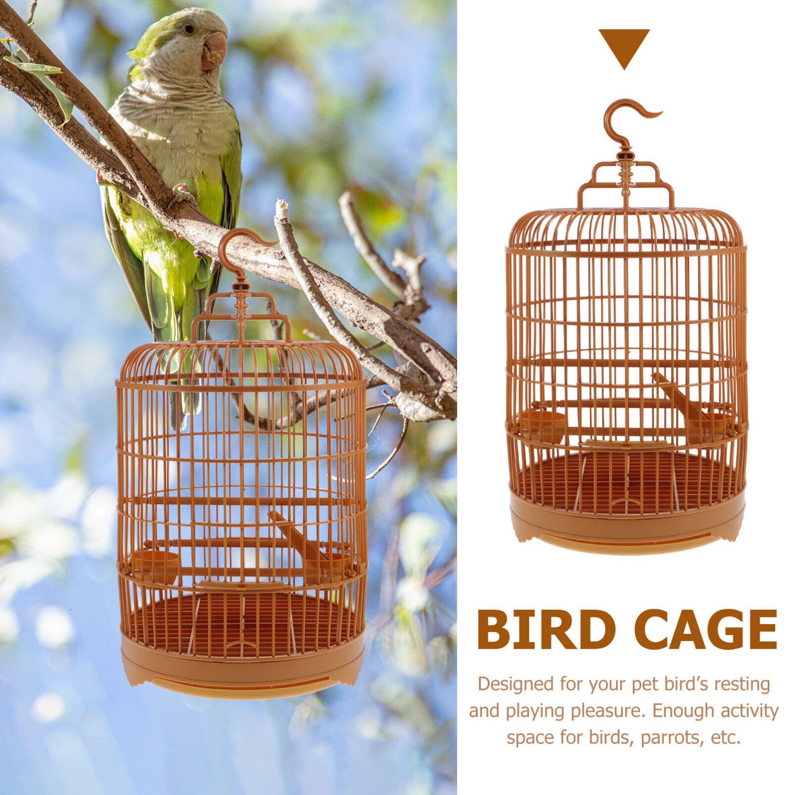 POPETPOP Bird Cage 1 Set Birdcage Traveling Accessories Round Bird Cage Aviary Cage Outdoor Cages for Birds Budgie Cage Bird Travel Cage Plastic Bird Keeping Cage Lovebird Cage Lining