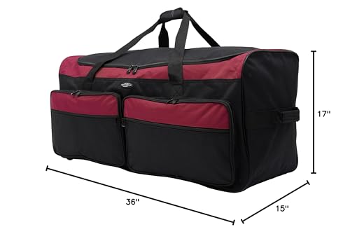 Travelers Club 36" Asgard 3-Wheel Rolling Duffel Bag, Red