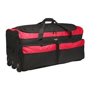 travelers club 36" asgard 3-wheel rolling duffel bag, red