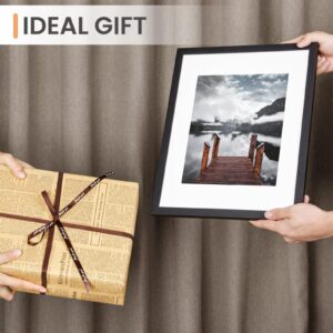 Fixwal 12 x 16 Black Picture Frame Set of 4, Display 9 x 12 Picture with Mat or 12x16 without Mat for Wall Hanging Display