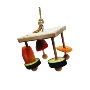 enrichment toy turning hanging for guinea pigs, rabbits, birds, rats and other small pets! load with veggies and fruit (hanging toy)