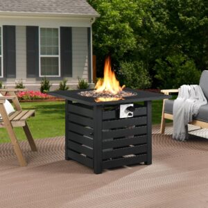 boyel living fire pit table 32in auto-ignition propane gas firepit with waterproof cover firepits for outside patio outdoor fire table for backyard camping outdoor heating bonfire picnic (black)