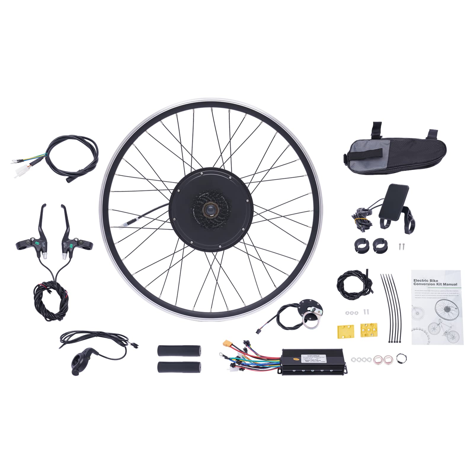 DNYSYSJ Electric Bike Conversion Kit, 48V 1000W 700C 28"/29" Front/Rear Wheel E-Bike Conversion Kit w/LCD Display, Powerful Ebike Hub Motor Kit with PAS Bicycle Ebike Wheel Kit (700C 48V 1000W Rear)