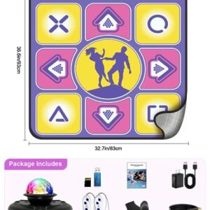 Acelufly Dance Mat, Eletrionic Dance Mat with Multiple Modes, Non-slip Dance Mat for TV with HD Camera, Musical Dance Game Mat for Girls Boys, Christmas/Birthday/Valentine's Day Gifts for Kids Adults