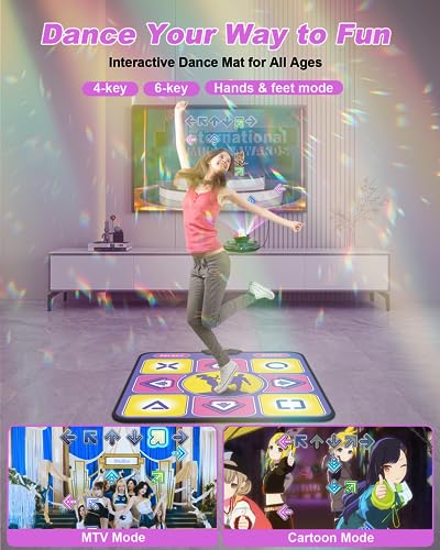 Acelufly Dance Mat, Eletrionic Dance Mat with Multiple Modes, Non-slip Dance Mat for TV with HD Camera, Musical Dance Game Mat for Girls Boys, Christmas/Birthday/Valentine's Day Gifts for Kids Adults