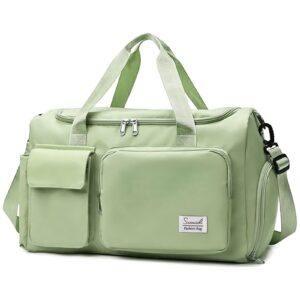 suruid travel duffel bag with shoes compartment sports gym bag with dry wet separated pocket for men and women, overnight bag weekender bag training handbag yoga bag - green