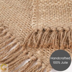 Comfy-co Handcrafted Jute Burlap Placemats Set of 4 - Farmhouse Reversible Placemats for Wedding Parties BBQ's Everyday Holidays - 100% Jute 14x19 inch Rustic Vintage Placemats Natural