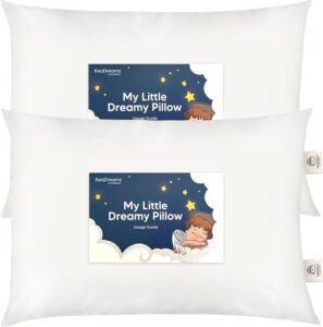 2-pack toddler pillow - soft organic cotton toddler pillows for sleeping - 14x20 jumbo pillow for kids - kids pillows for sleeping - kids pillow for travel, school, nap, age 2 to 5 (soft white)