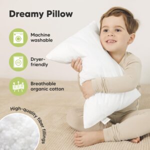 2-Pack Toddler Pillow - Soft Organic Cotton Toddler Pillows for Sleeping - 14X20 Jumbo Pillow for Kids - Kids Pillows for Sleeping - Kids Pillow for Travel, School, Nap, Age 2 to 5 (Soft White)