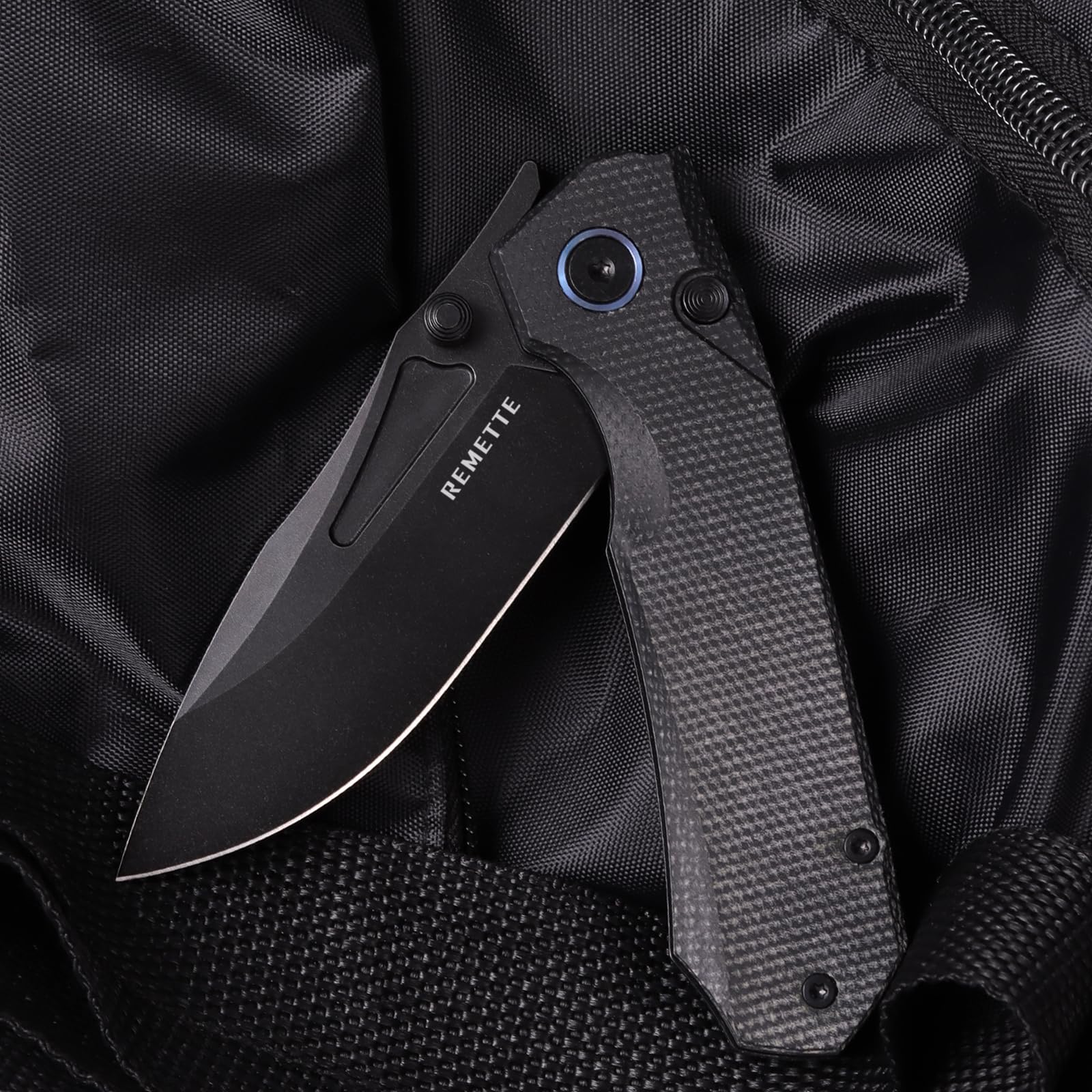 REMETTE Pocket Knife Rockable Design Button Lock Rhino 0315, EDC Pocket Knife for Men, 14C28N Blade Folding Knife, Durable Micarta Handle with Pocket Clip, Sharp Hunting Camping Knives