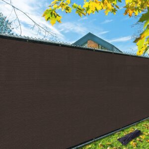 icover 4x12ft fence privacy screen, heavy duty privacy fence screen, outdoor shade cloth mesh barrier, reinforced bindings and brass grommets, cable zip ties included, brown