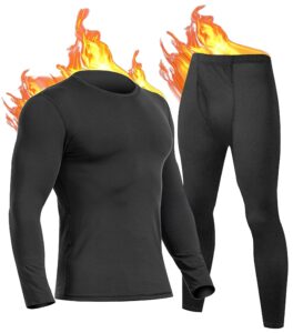 uniqueblla long johns thermal underwear set for men thermal base layer cold weather bottom top black