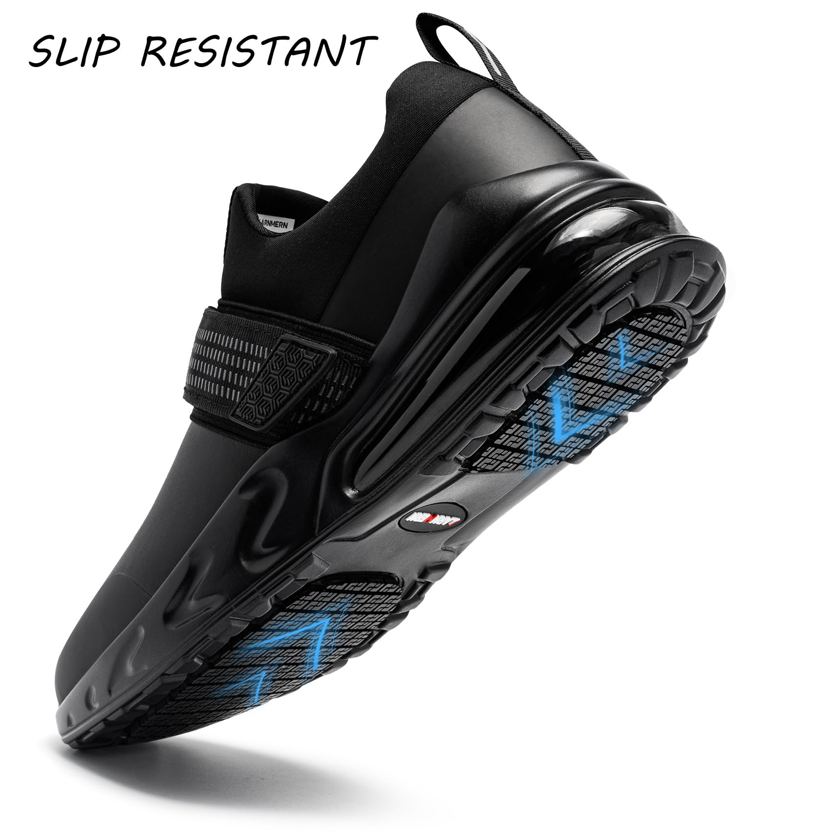 LARNMERN Non Slip Work Shoes for Women Food Service Kitchen Chef Waterproof Shoe Restaurant Slip on Walking Sneakers Fashion Air Cushion Working Footwear Black 10