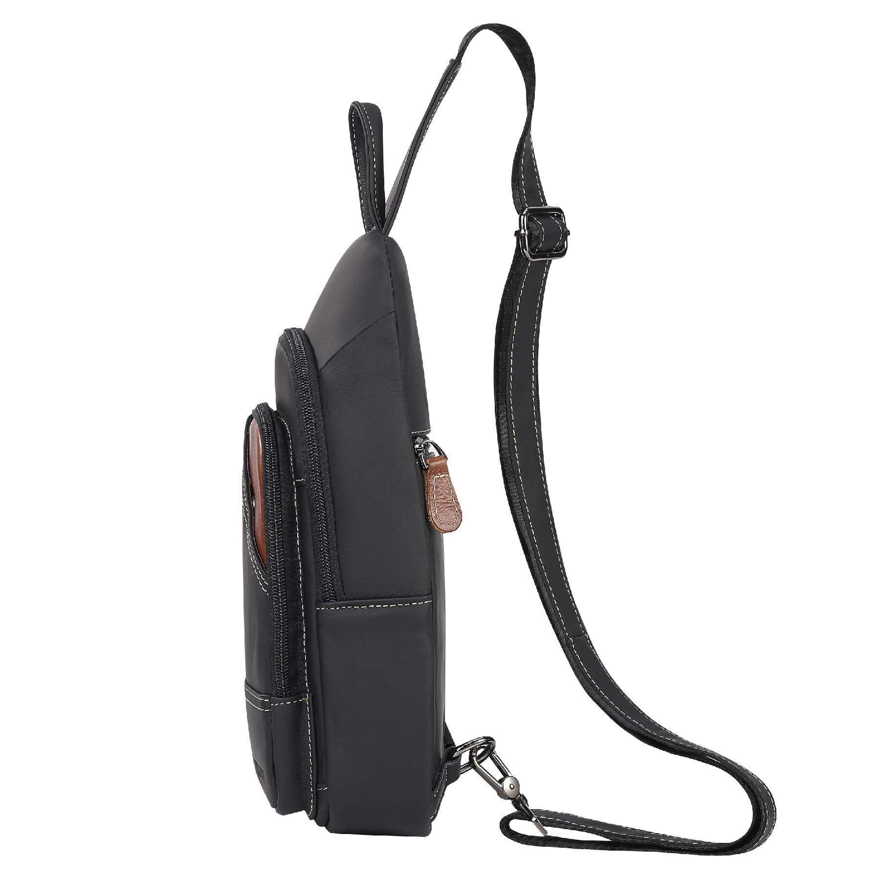 YUAN FAN Mens Crossbody Bag Shoulder Casual Daypacks Chest Bags,Genuine Leather Small Sling Bag for Travel