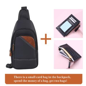 YUAN FAN Mens Crossbody Bag Shoulder Casual Daypacks Chest Bags,Genuine Leather Small Sling Bag for Travel