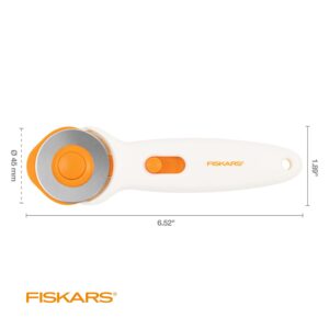 Fiskars 45mm Rotary Cutter for Fabric - Premium Stick Rotary Cutter - Craft Supplies - Crafts, Sewing, and Quilting Projects - White