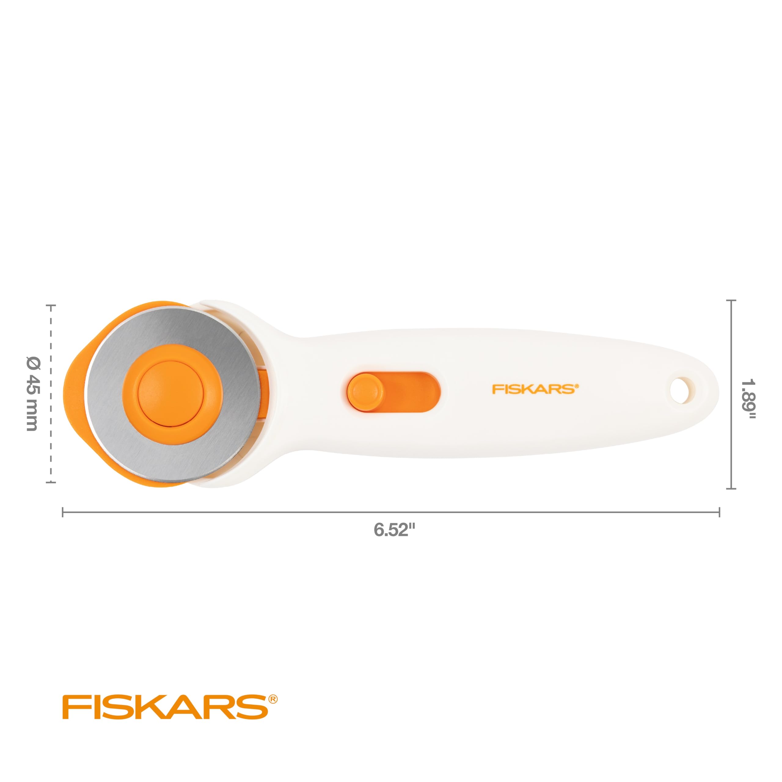 Fiskars 45mm Rotary Cutter for Fabric - Premium Stick Rotary Cutter - Craft Supplies - Crafts, Sewing, and Quilting Projects - White