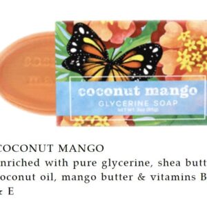 Greenwich Bay Trading Co., Fresh Fruit Collection, Set of 4 Glycerine Bar Soaps, 3 Oz. Each - Coconut Mango, Meyer Lemon, Tahitian Lime and Valencia Orange