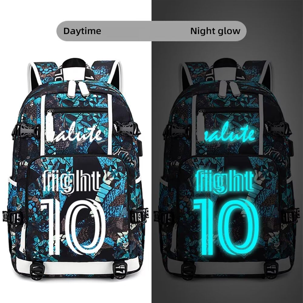 Soccer Player M-essi Luminous Multifunction Backpack Travel Football Fans Bag For Men Women (Style 10)